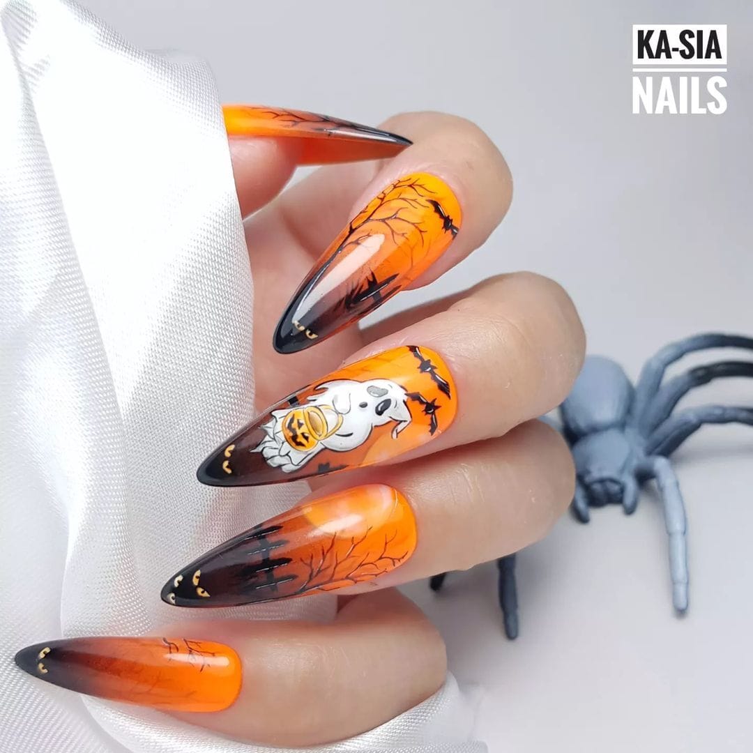 Más De 30 Diseños De Uñas Acrilicas Para Halloween Increíbles A ...